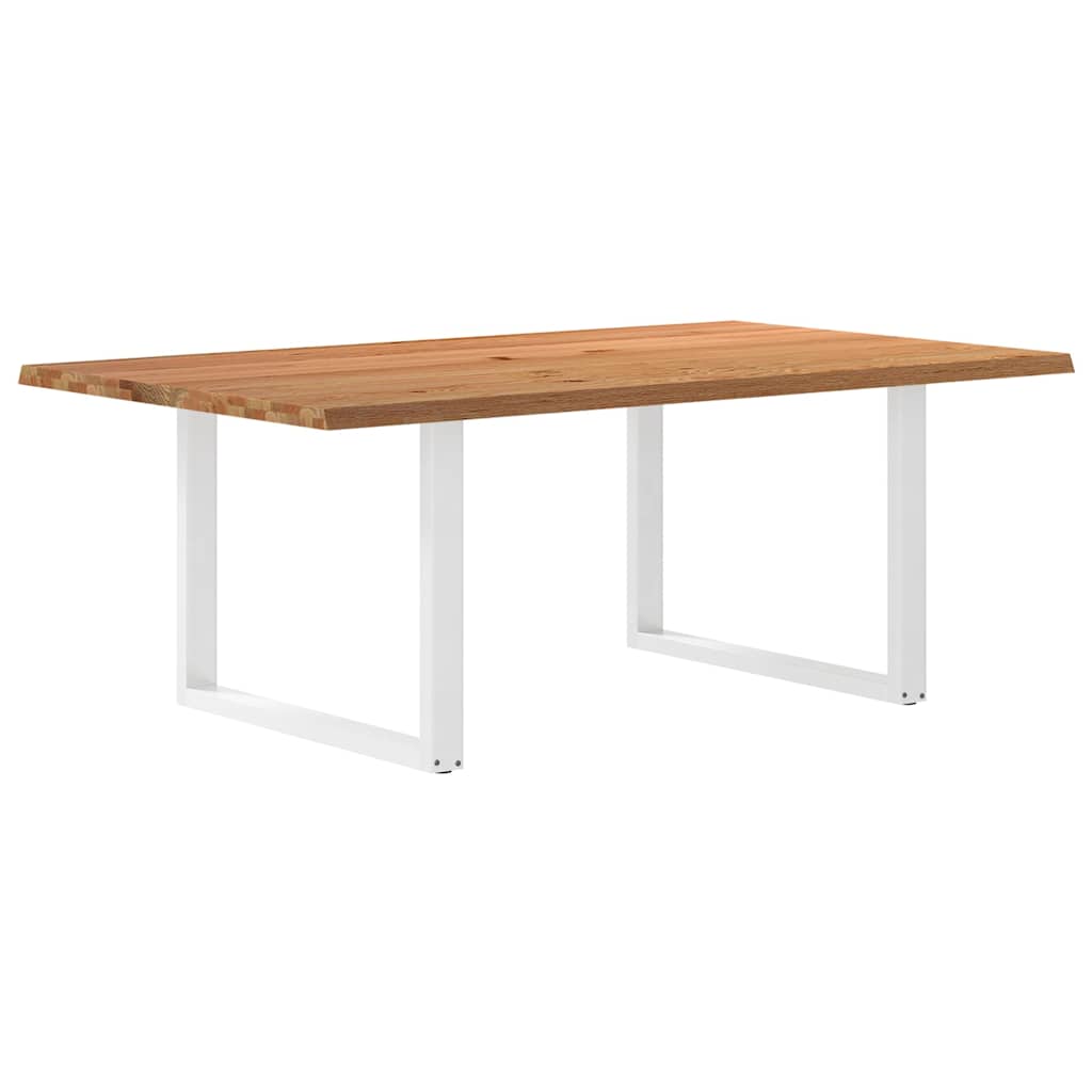 Mesa de comedor rectangular de madera maciza de roble con borde natural ...