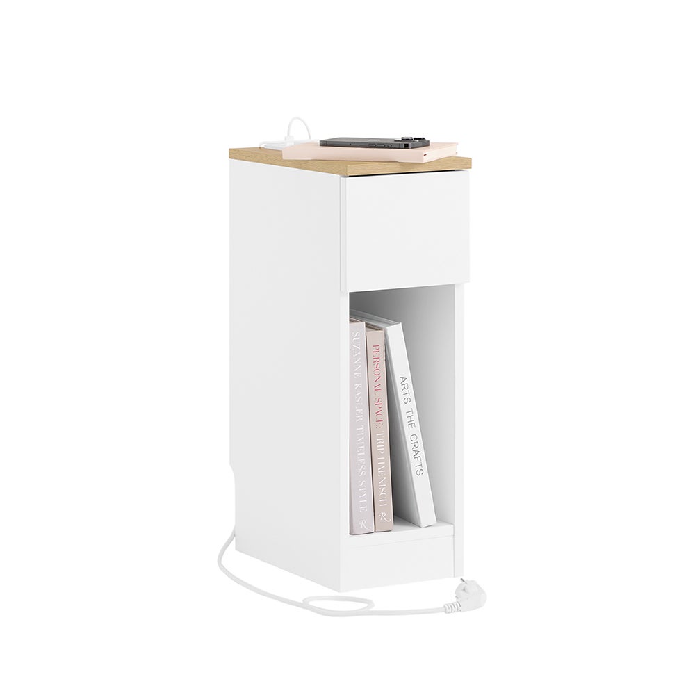 SoBuy Table de chevet étroite avec charge USB & Type-C, découpe plinthe ...