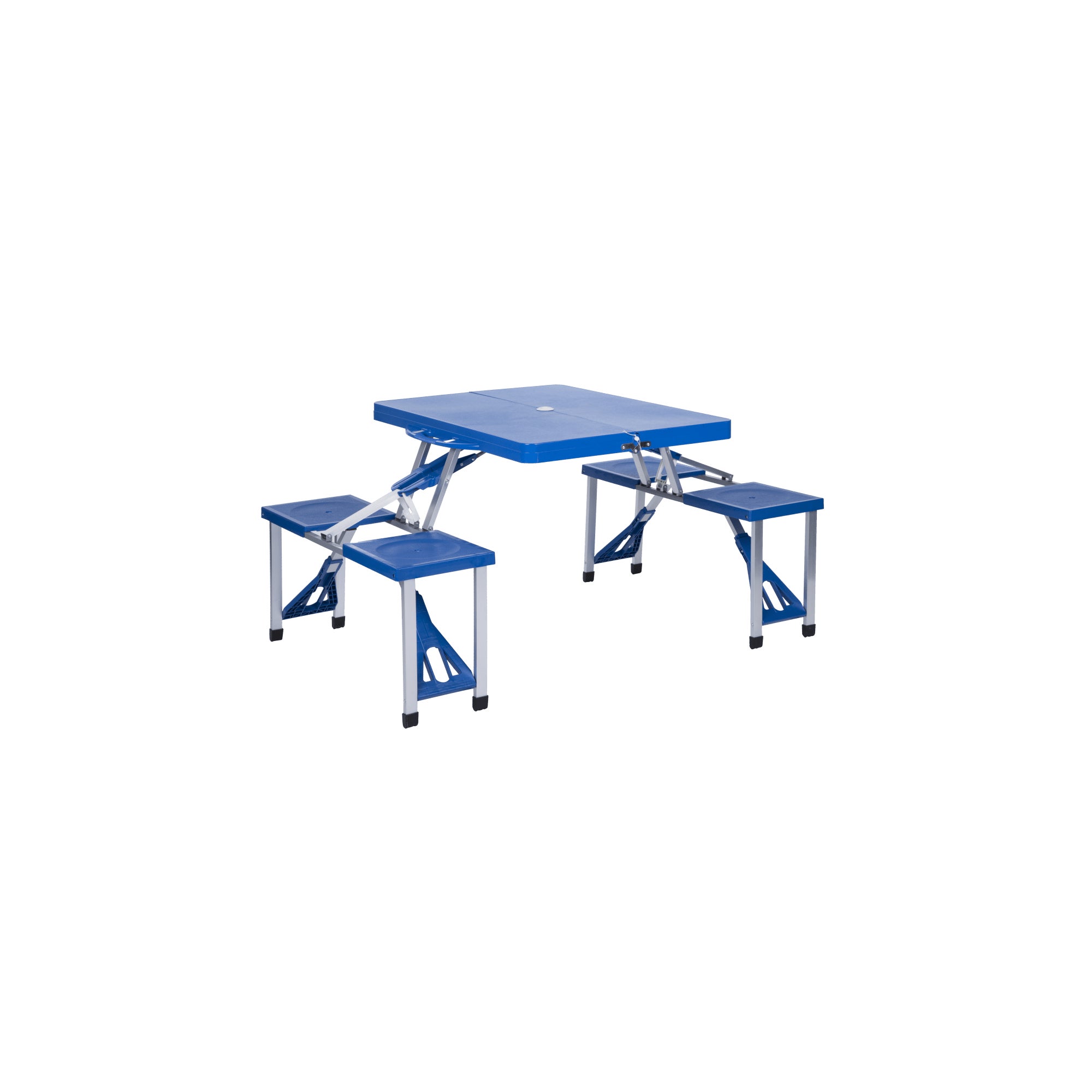 Table de camping 4 personnes avec banc - Pliable - Bleu | Leroy Merlin