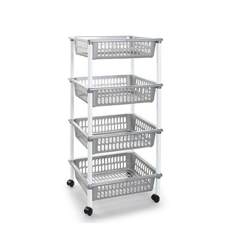 Verdulero con ruedas 4 pisos plata | Leroy Merlin