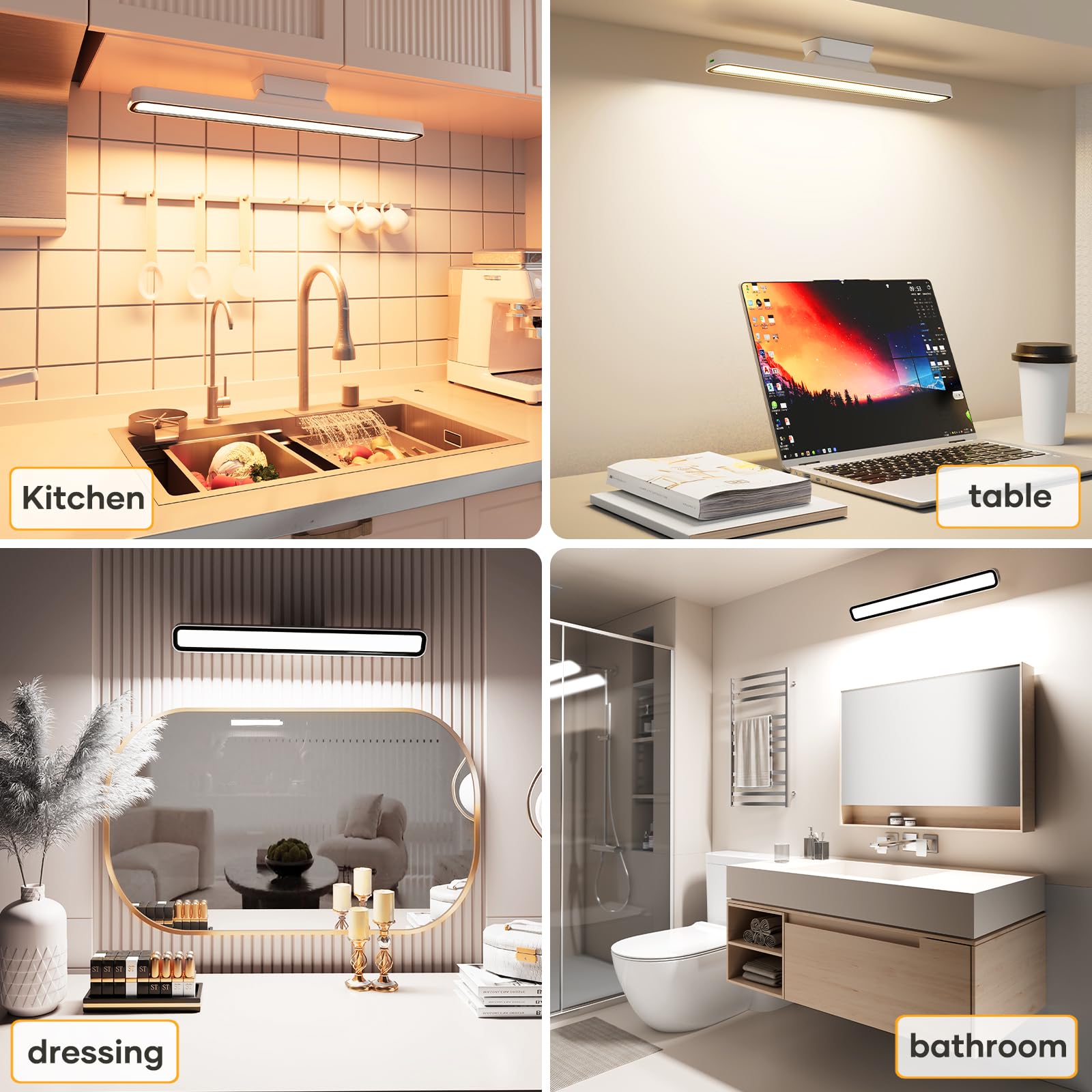 Tira LED recargable de 32 cm para debajo de los muebles,regulable y ...