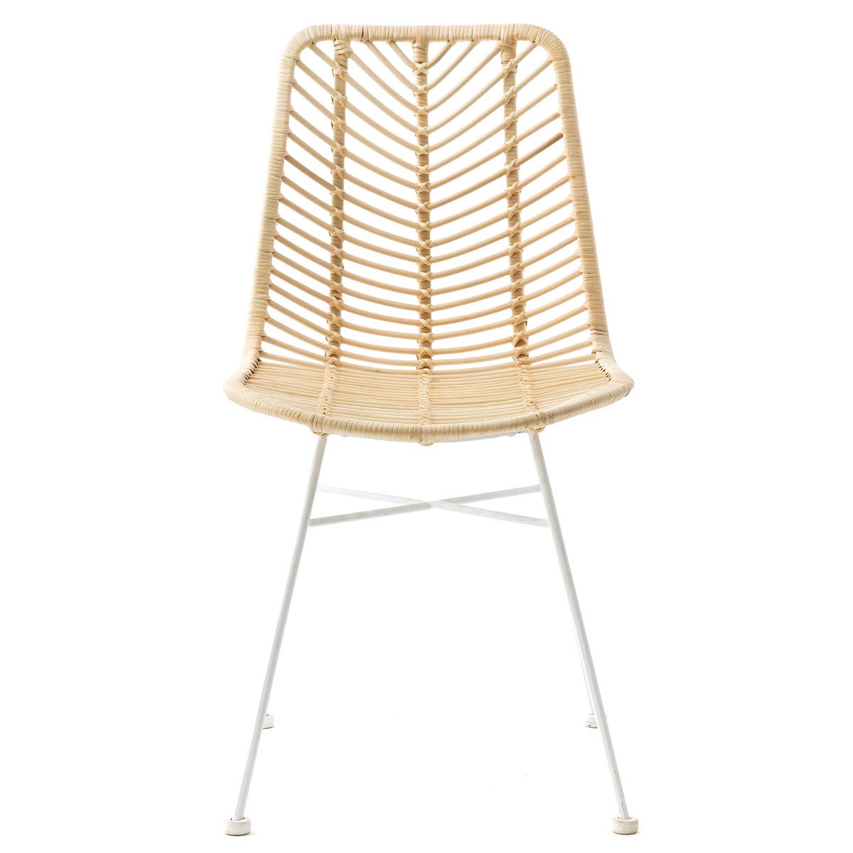Chaise en rotin naturel pieds blancs Cali 85 cm x 46 cm | Leroy Merlin