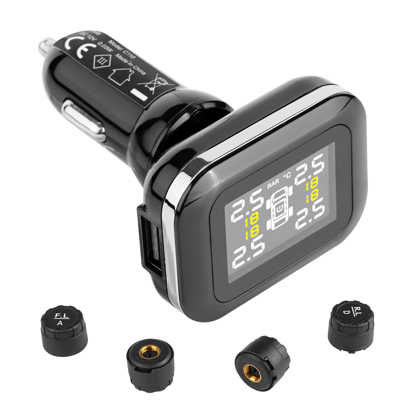 TPMS avec 4 capteurs,VEVOR système de surveillance de la pression des pneus 0,5-6 bars,système d ...