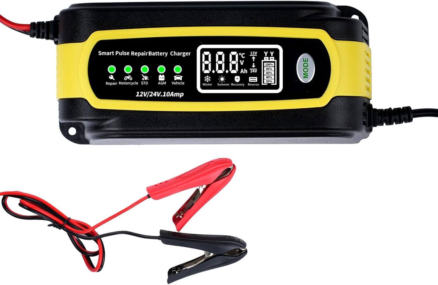Chargeur Batterie Voiture 12V 10Amp - Chargeur Auto/Moto avec Fonction ...