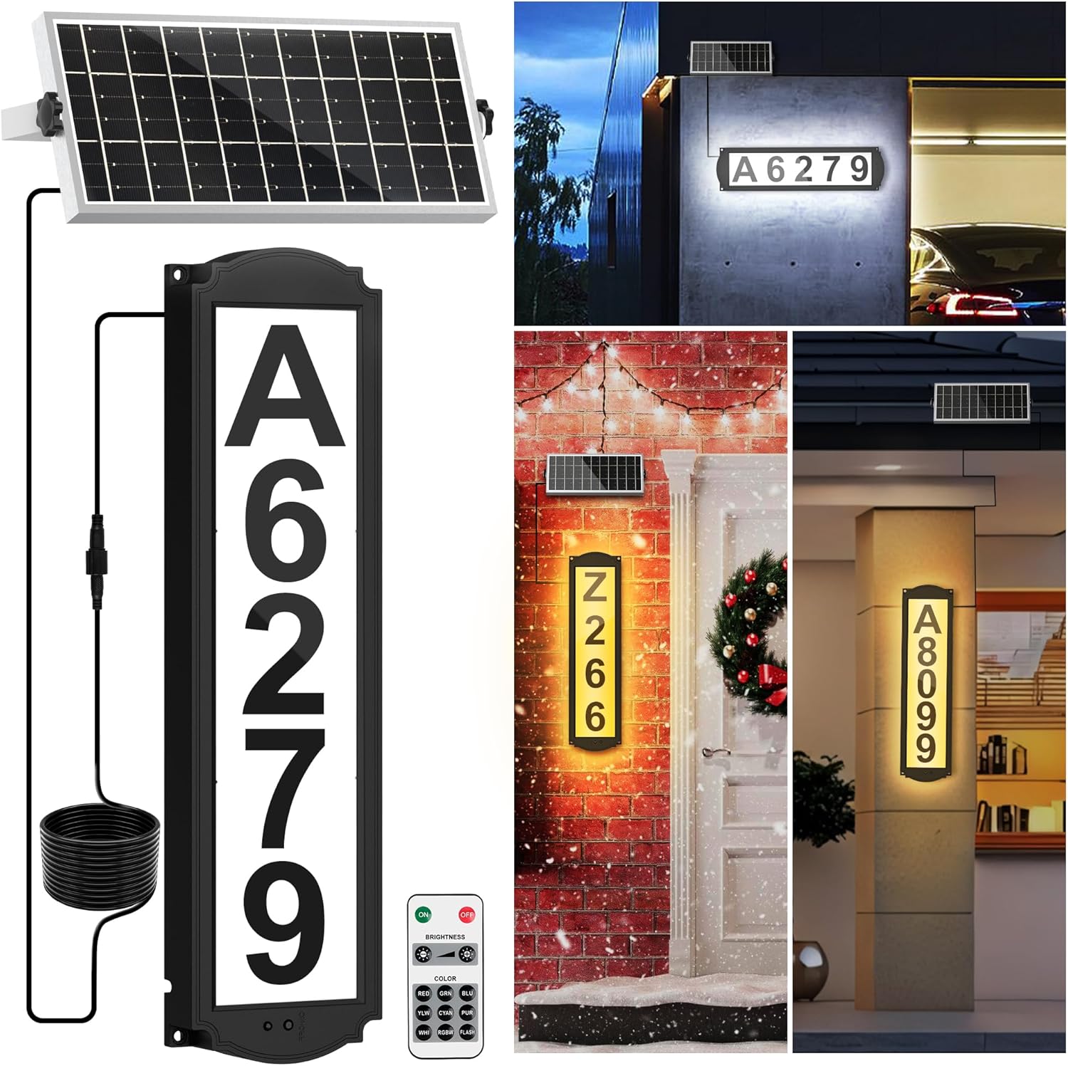Numéro de porte extérieur à LED solaire – Étanche IP65 – Panneau d ...
