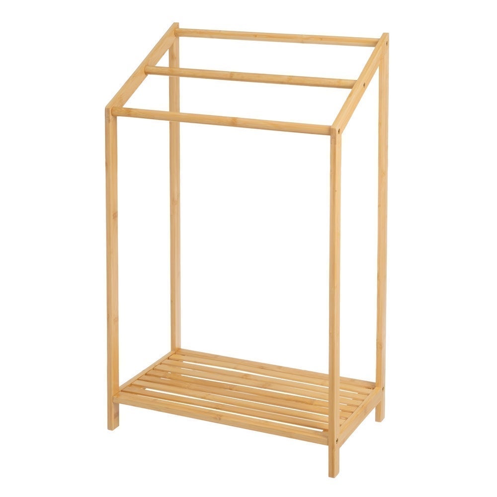 Porte-serviettes debout avec 3 bras en bambou naturel de 51x31x85 cm ...