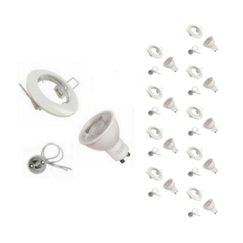 Kit Spot LED GU10 encastrable Rond Blanc avec une ampoule 8W (Pack de ...