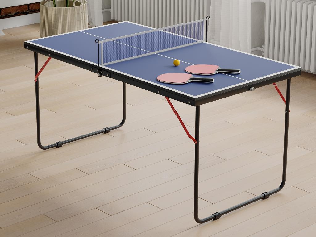 Mini mesa de ping-pong con raquetas, pelotas y red - Ancho137 x Prof ...