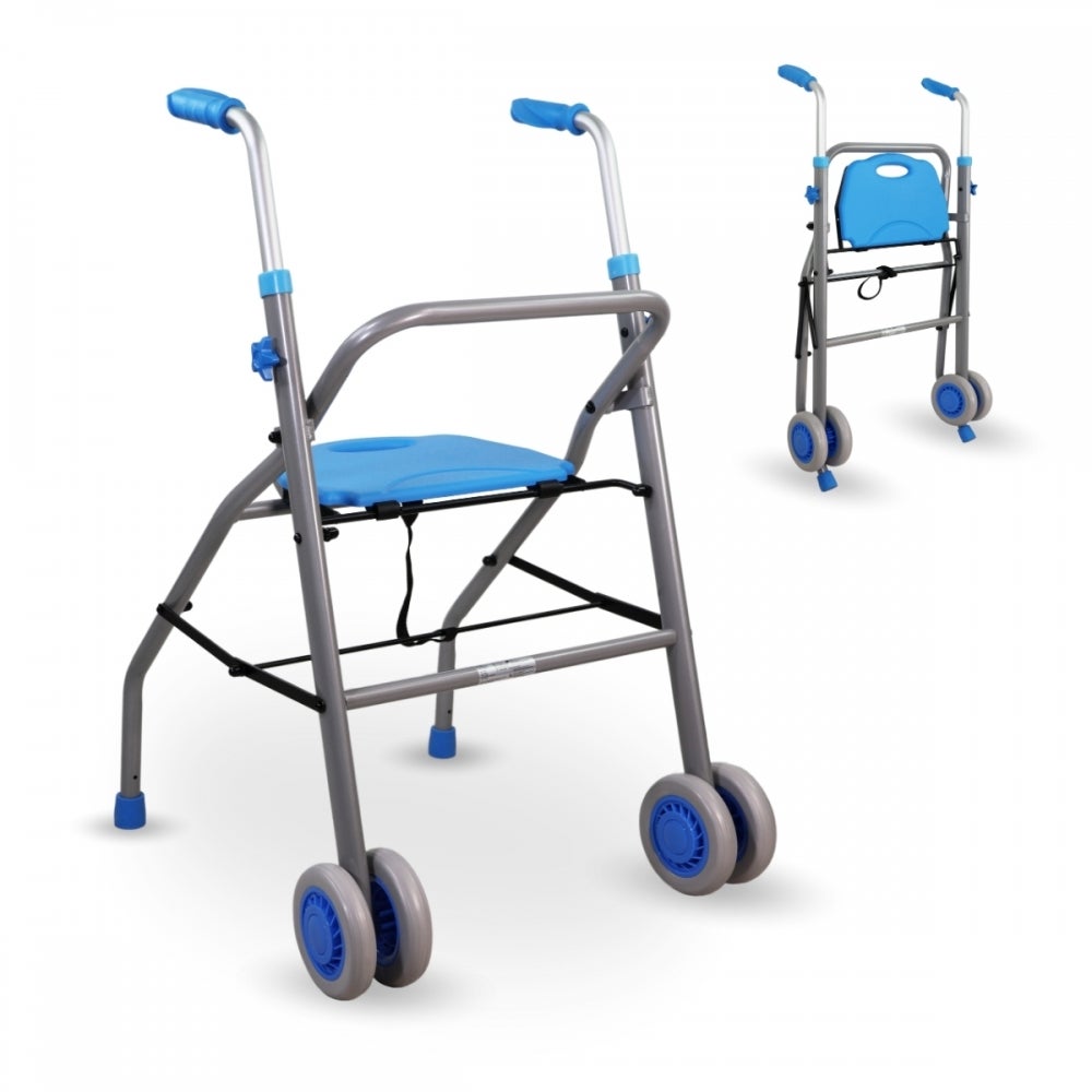 Déambulateur Pliable Aluminium et acier Mobiclinic Siège 2 roues Léger ...