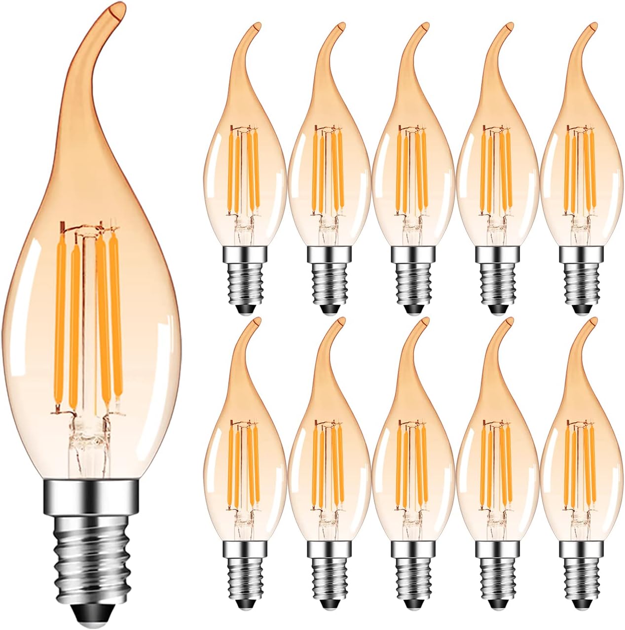 Lot de 10 4W E14 Ampoule de Filament LED Flamme Bougie 2700K Blanche ...
