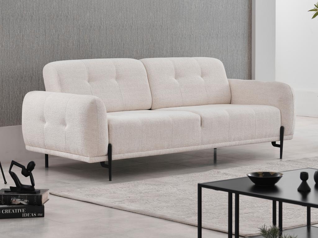 Sofá de 3 plazas con respaldo avanzable-reculable de tela texturizada ...