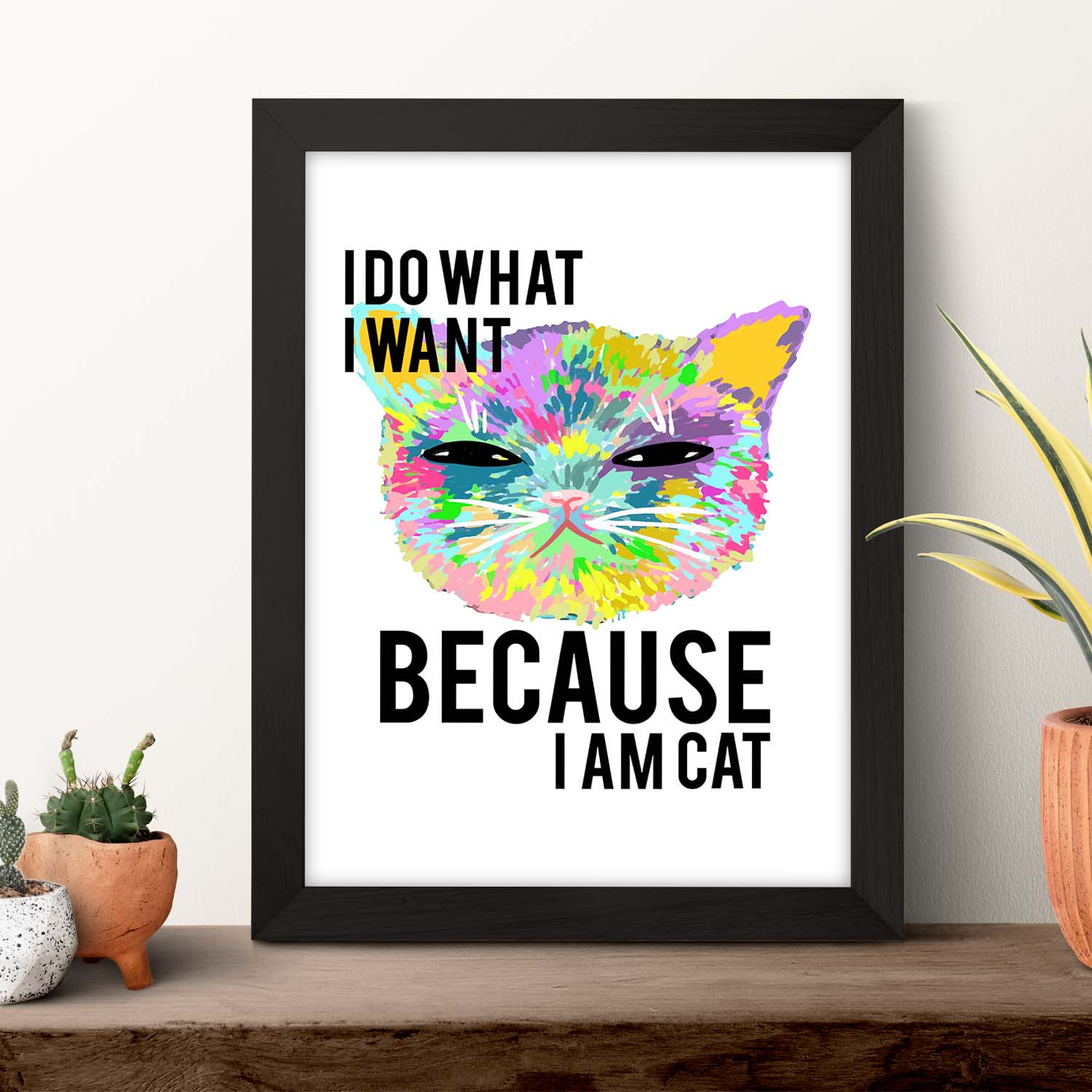 Posters Con Mensajes Felices Ilustrados. Lamina De Decoracion 'i Am Cat ...