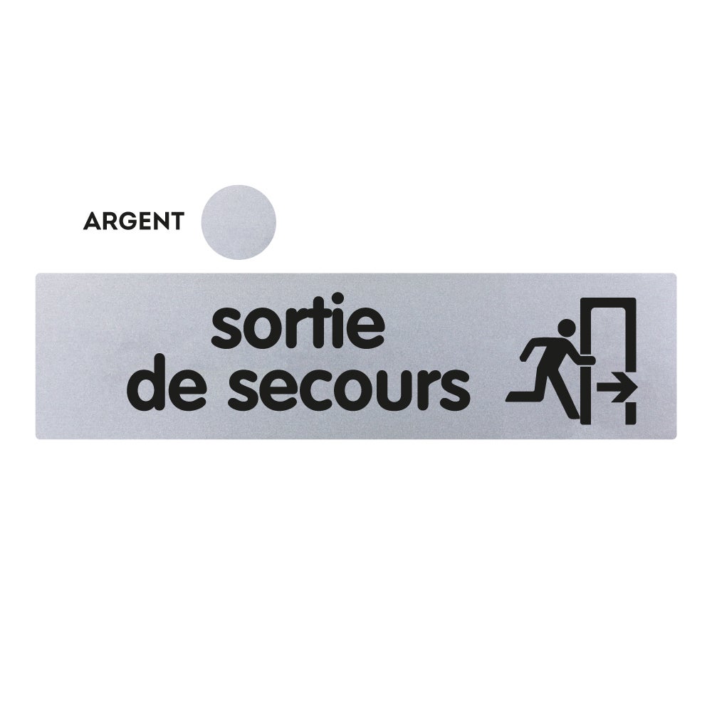 Plaque de porte Sortie de secours flèche droite - Classique argent ...