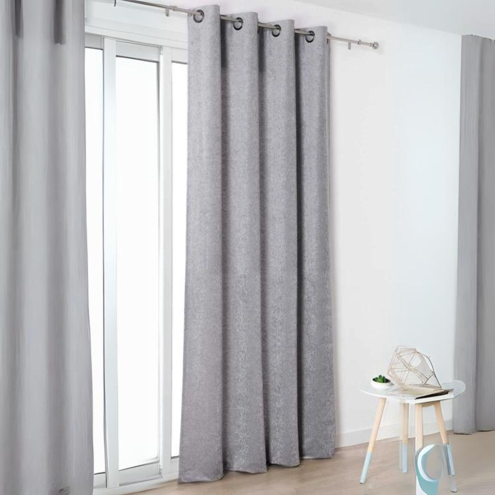 Rideau - Effet velours velouté uni - Gris souris - 140x245 cm ...