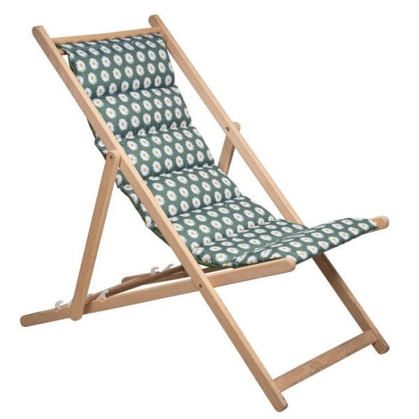 Transat JARDIN PRIVE Chilienne matelassée Prairie structure en bois ...