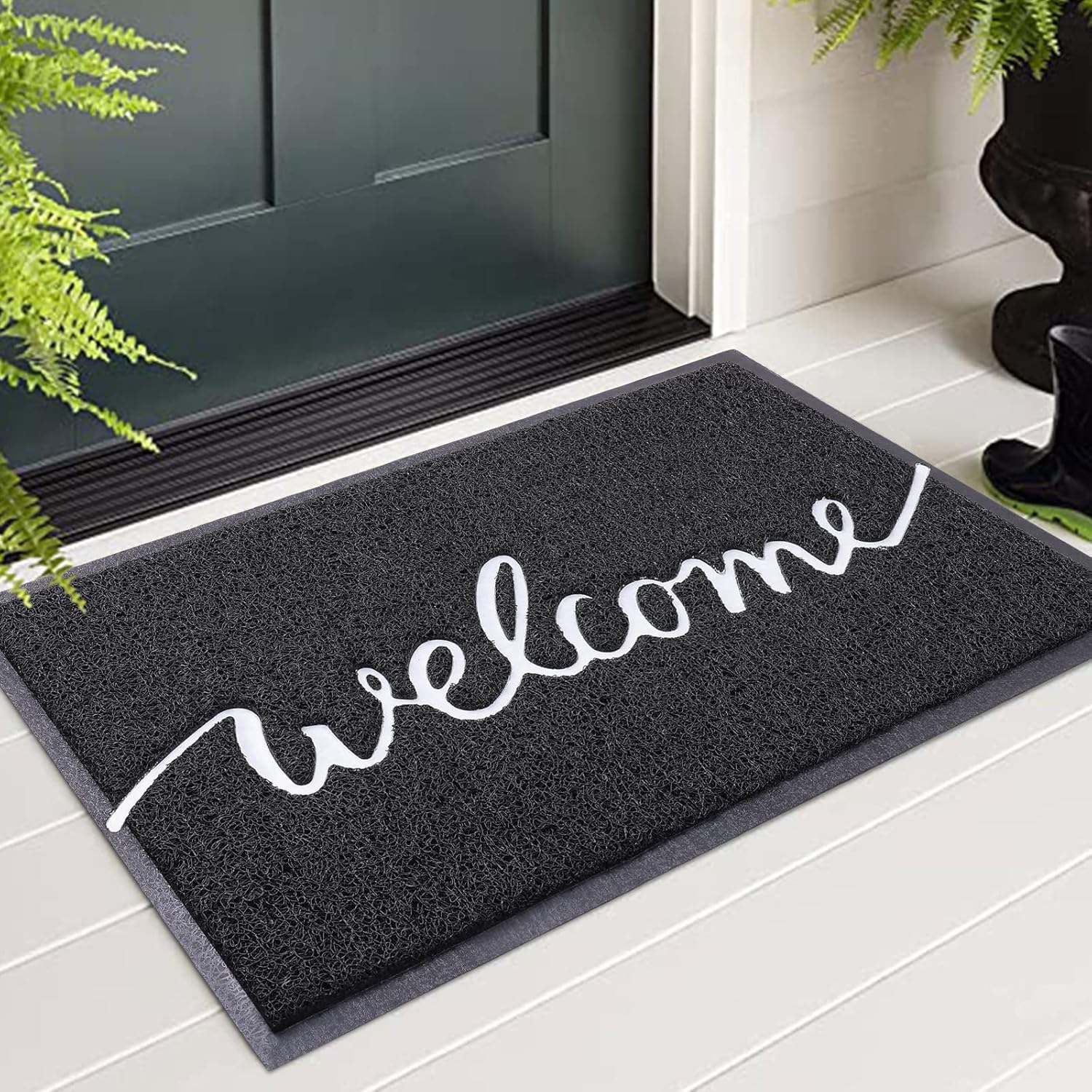 Felpudo de exterior "Welcome", 1 pieza, 44 x 76 cm (negro ...