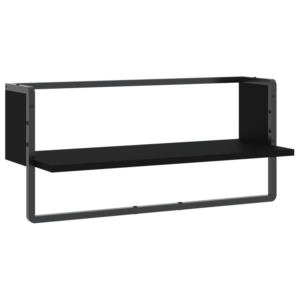 Estante de pared，Estante flotante，Repisa de pared con barra negro ...