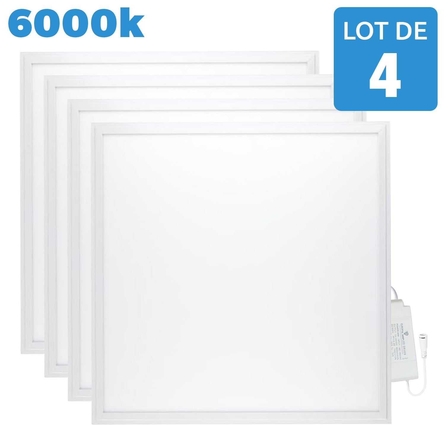 4 Dalles LED 600x600 - 40W Blanc Froid 6000K | Leroy Merlin