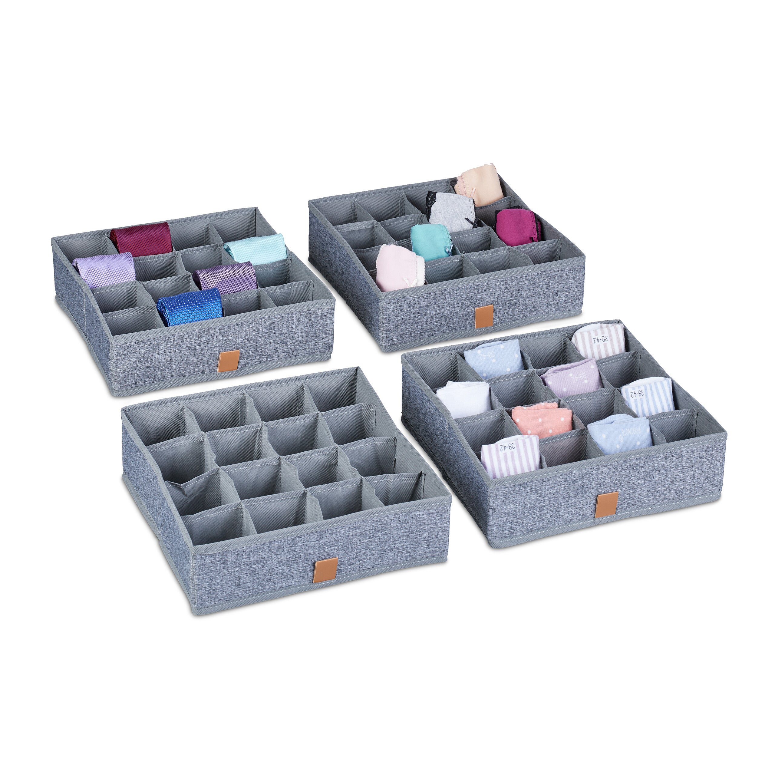Relaxdays Set da 4 Organizer per Cassetti Biancheria, Box per Armadi ...
