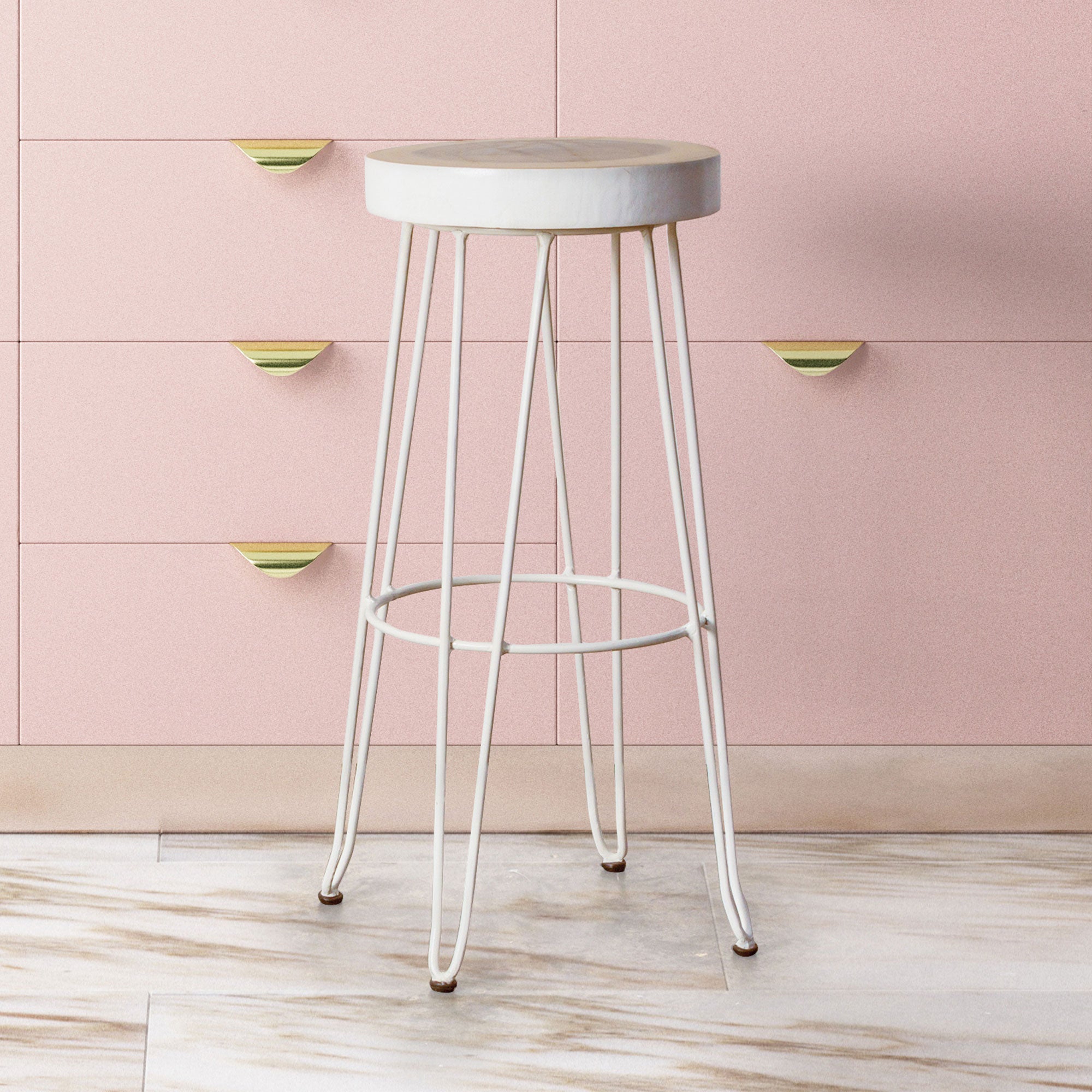 Taburete de bar blanco en madera de estilo natural | Leroy Merlin