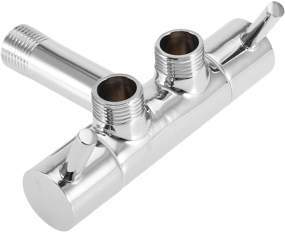 Vanne d'angle murale en laiton chromé, double sortie, débit ajustable ...