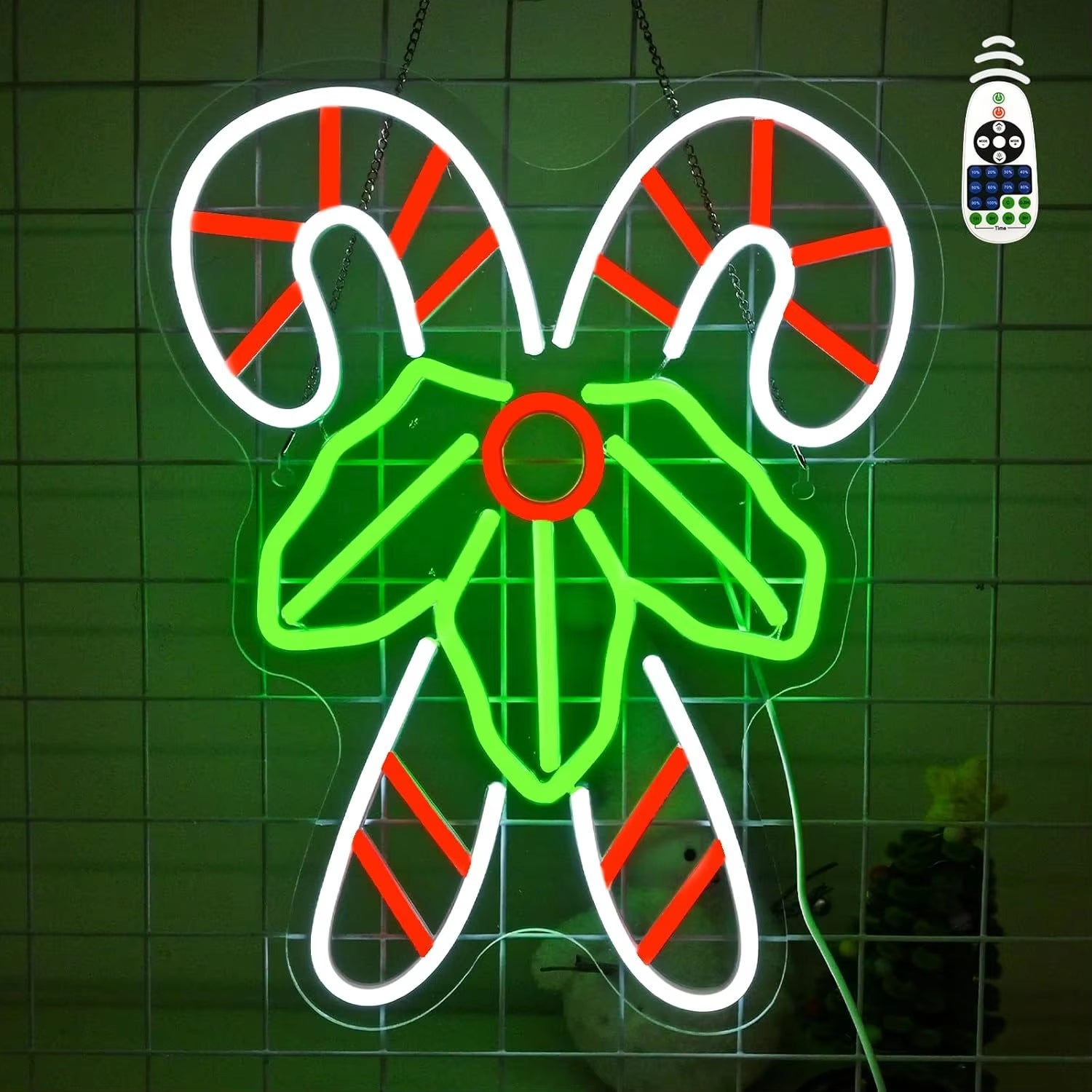 Lumière néon LED de Noël, lumière néon de baies de houx à intensité ...