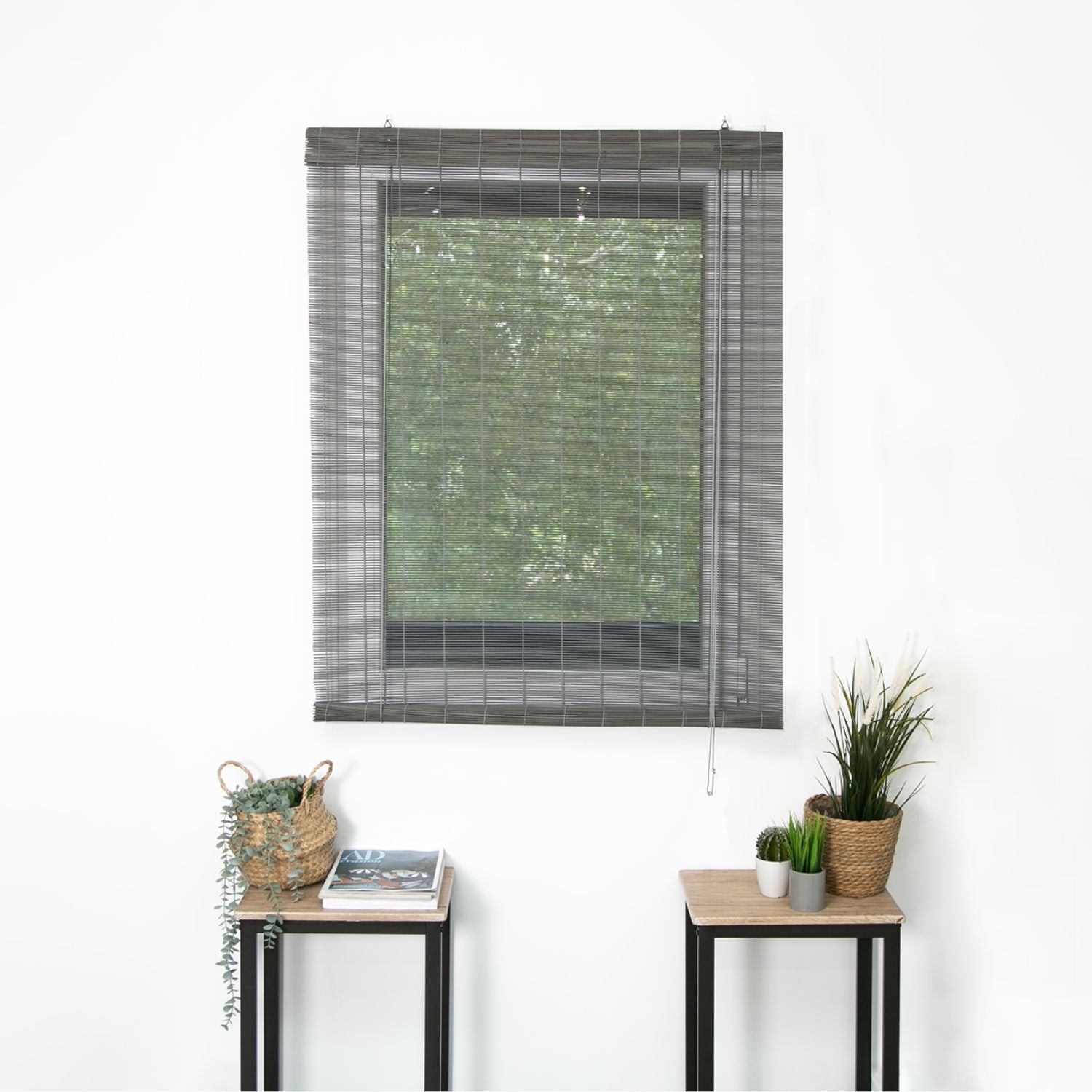 MADECOSTORE Roll'up bambou fins rondins pour intérieur - Gris - L60 x ...