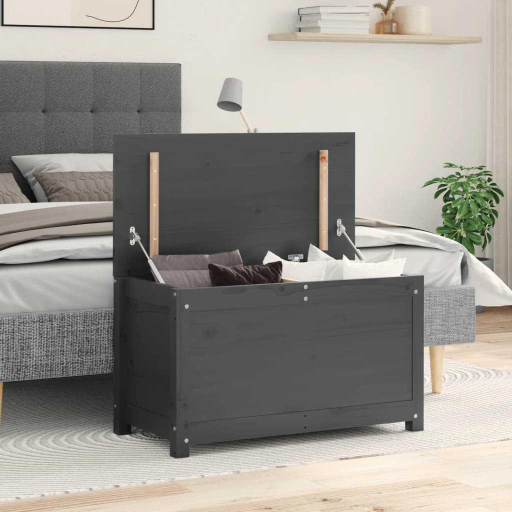 Bo?te de rangement Gris 80x40x45,5 cm Bois massif de pin | Leroy Merlin