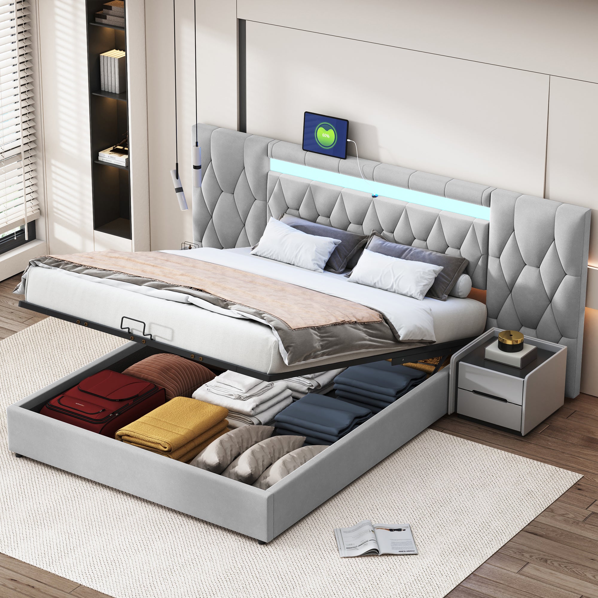 Lit adulte lit capitonné lit double 160x200 cm avec grand dossier ...