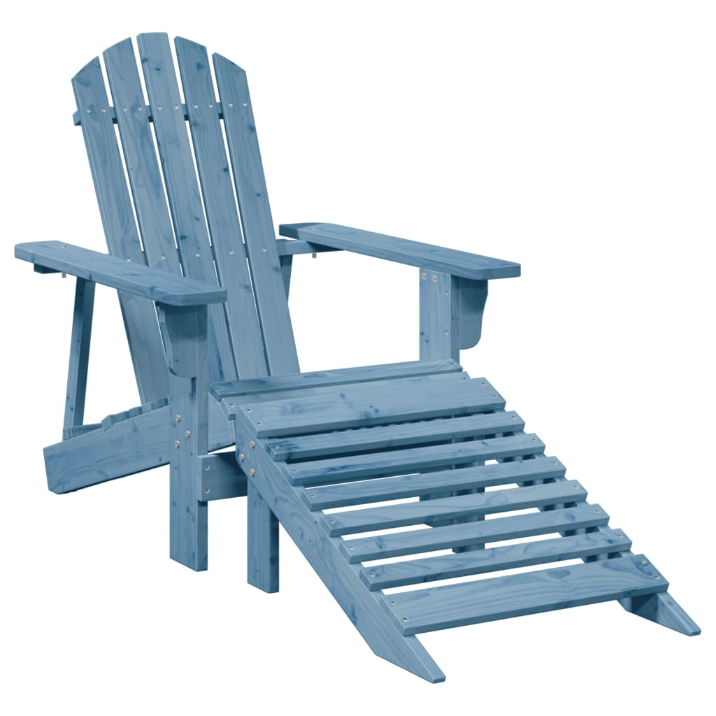 Chaise de salon | Chaise Adirondack avec pouf bleu bois massif de sapin ...