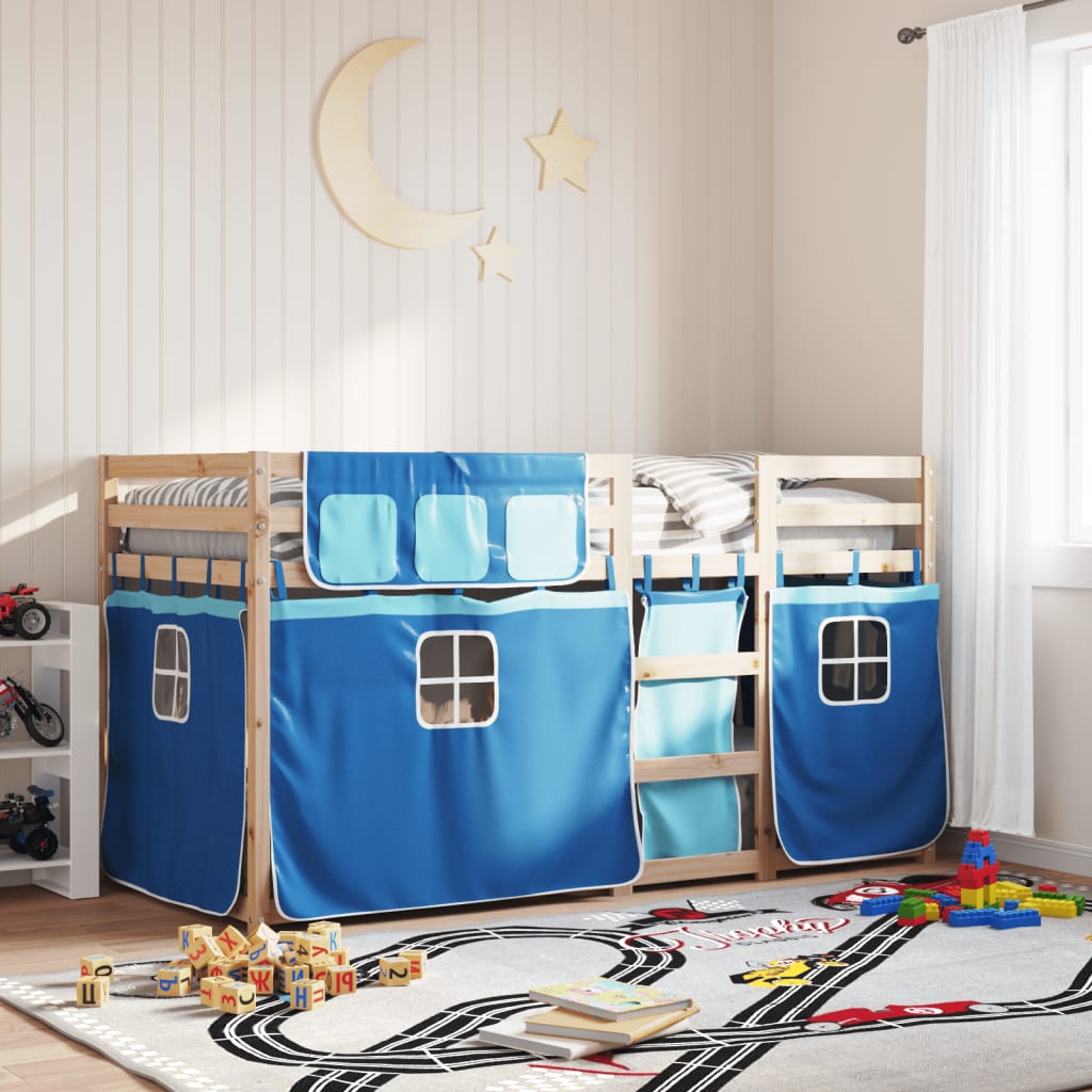 Litera con cortinas madera maciza de pino azul 90x190 cm | Leroy Merlin