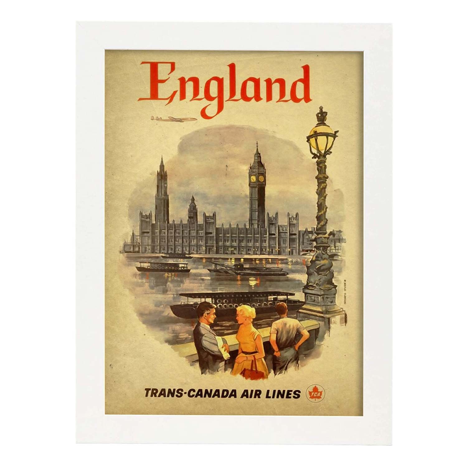 Poster Vintage De Inglaterra. Con Imagenes Vintage Y De Publicidad Antigua. Marco Blanco - A4 ...