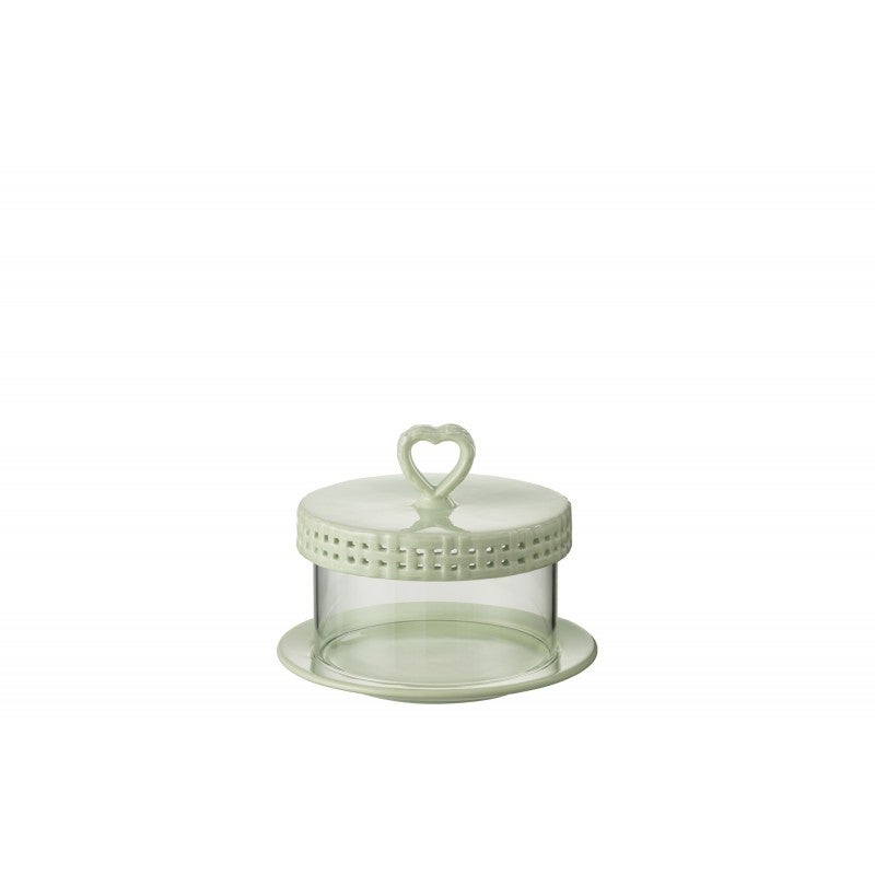 Plat à tarte avec cloche en céramique vert 16x16x13 cm | Leroy Merlin
