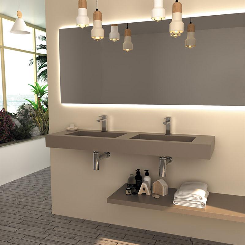 Vasque double suspendue surface ardoisée CLEVER DUO Cappuccino | Leroy ...