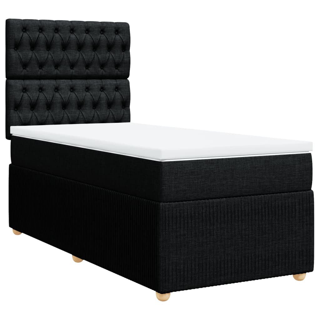 Cama box spring con colchón tela negro 90x200 cm | Leroy Merlin