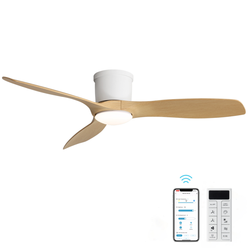 Ventilateur plafond connecté 132 cm, app & télécommande, LED 3 couleurs ...