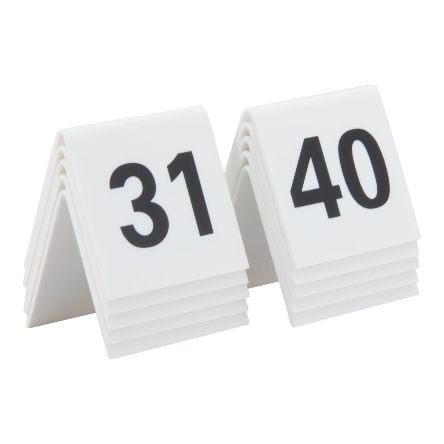 Numéros de table lot de 10: 31-40. Acrylique blanc et chiffres noirs ...