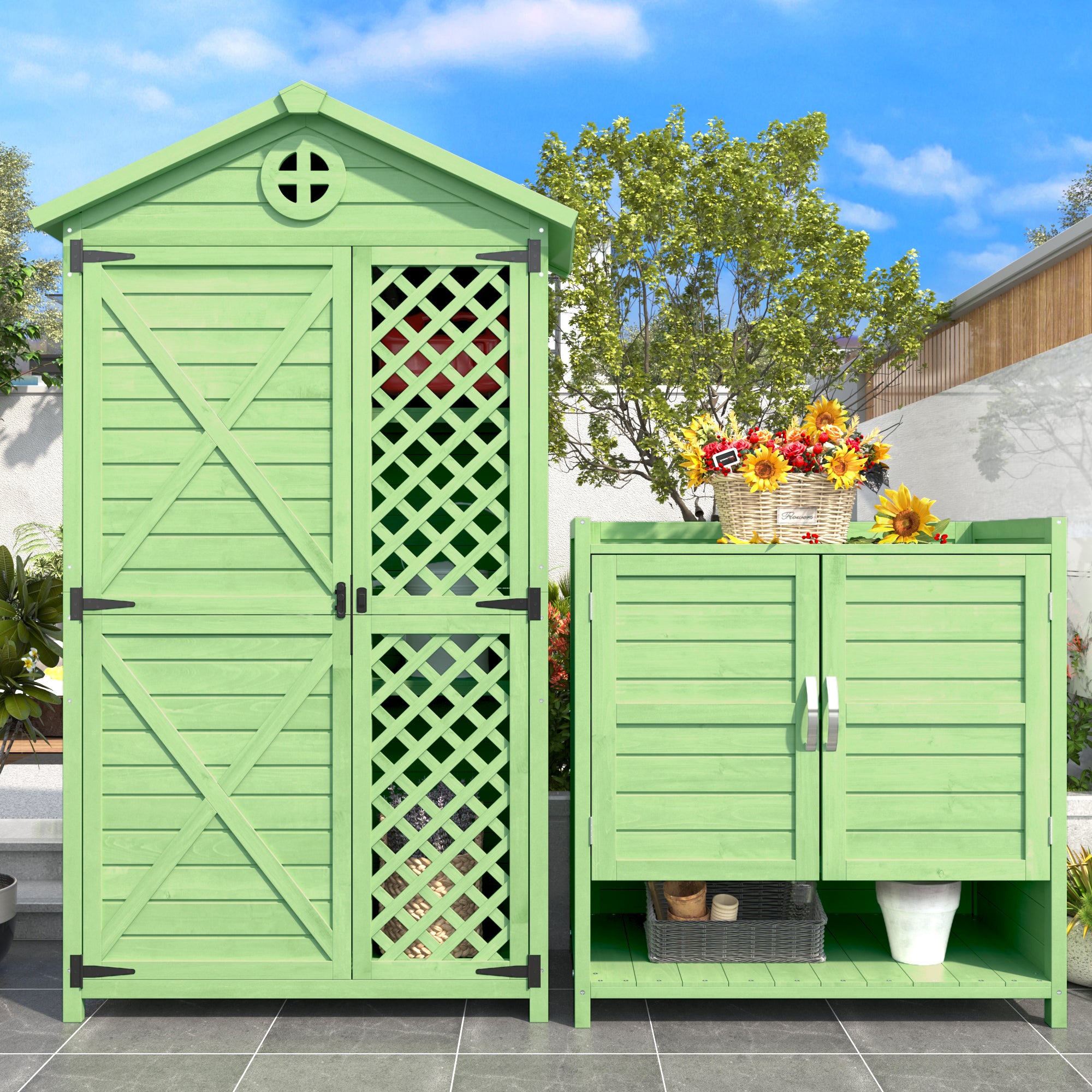 Armoire de jardin en bois, ensemble d'armoires de jardin, armoire ...