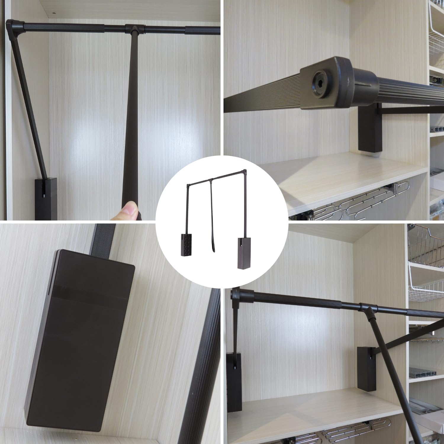 Penderie Rabattable Noir Pour Armoire 83-115 Cm. Pour Placard ...