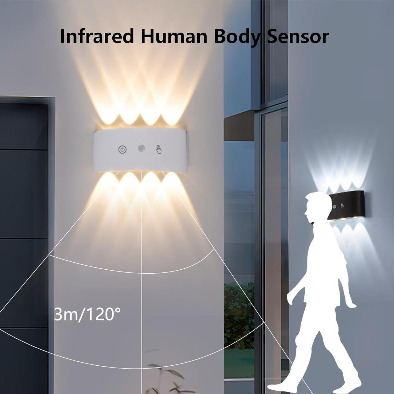 MOORLE Juego de 2 Aplique de pared con sensor, aplique de pared ...