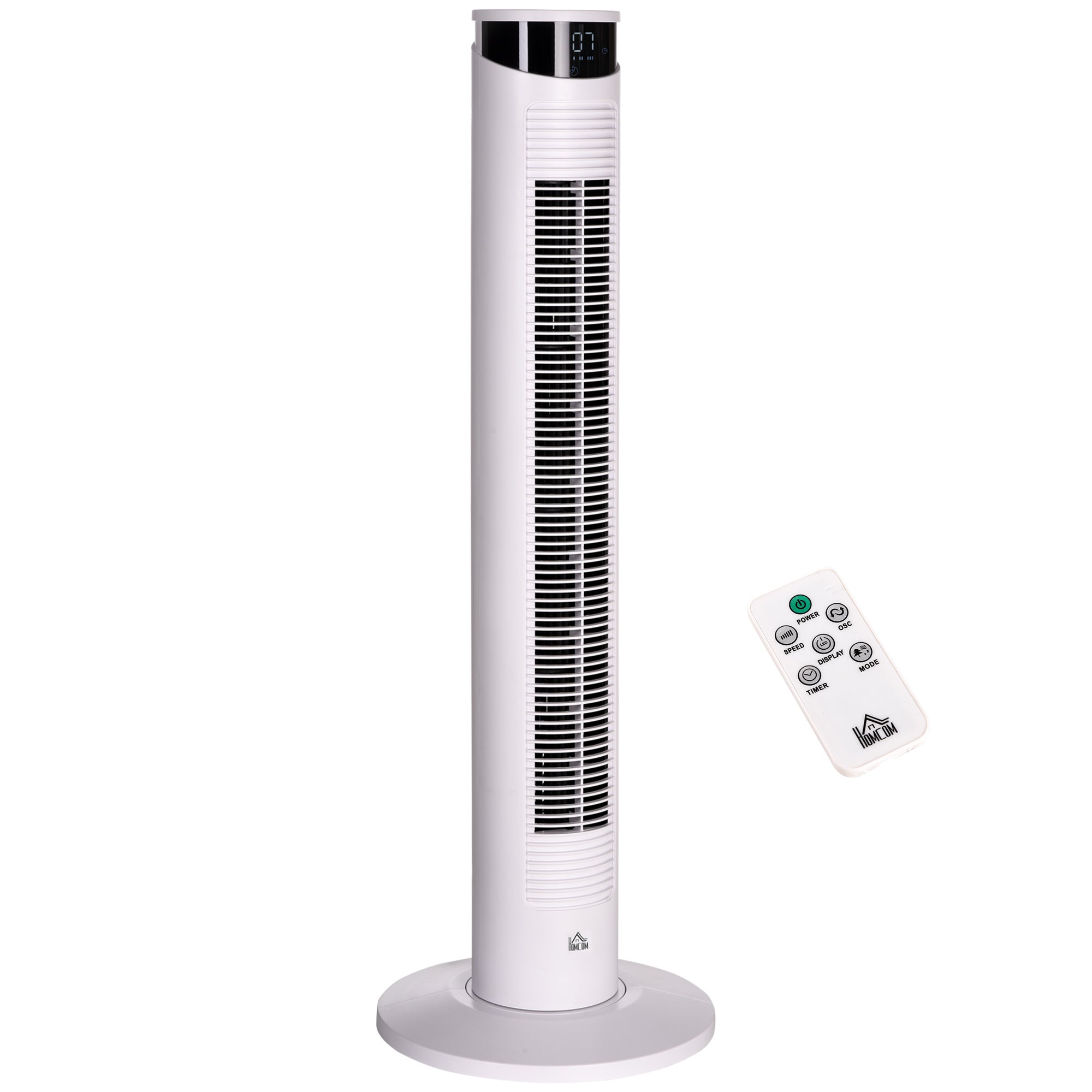 Ventilateur colonne oscillant 50W avec écran LED télécommande blanc ...