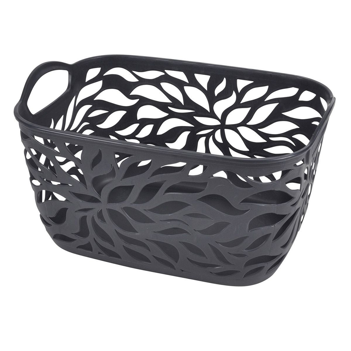 Panière à Linge "Motif Végétal" 7,5L Anthracite | Leroy Merlin