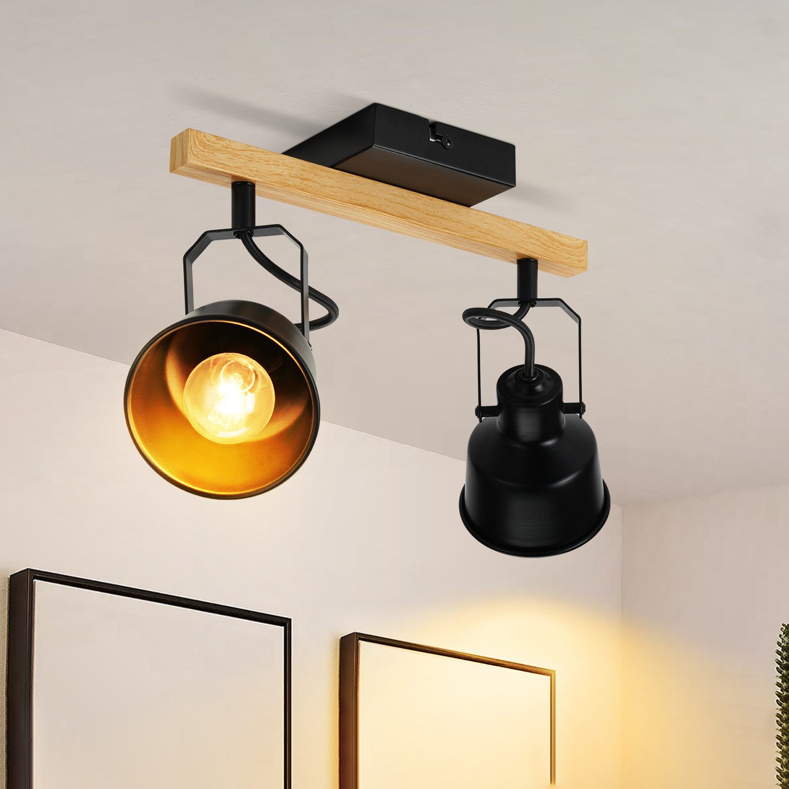 ZMH Foco de techo de 2 llamas orientable 350° Vintage Lámpara de techo ...