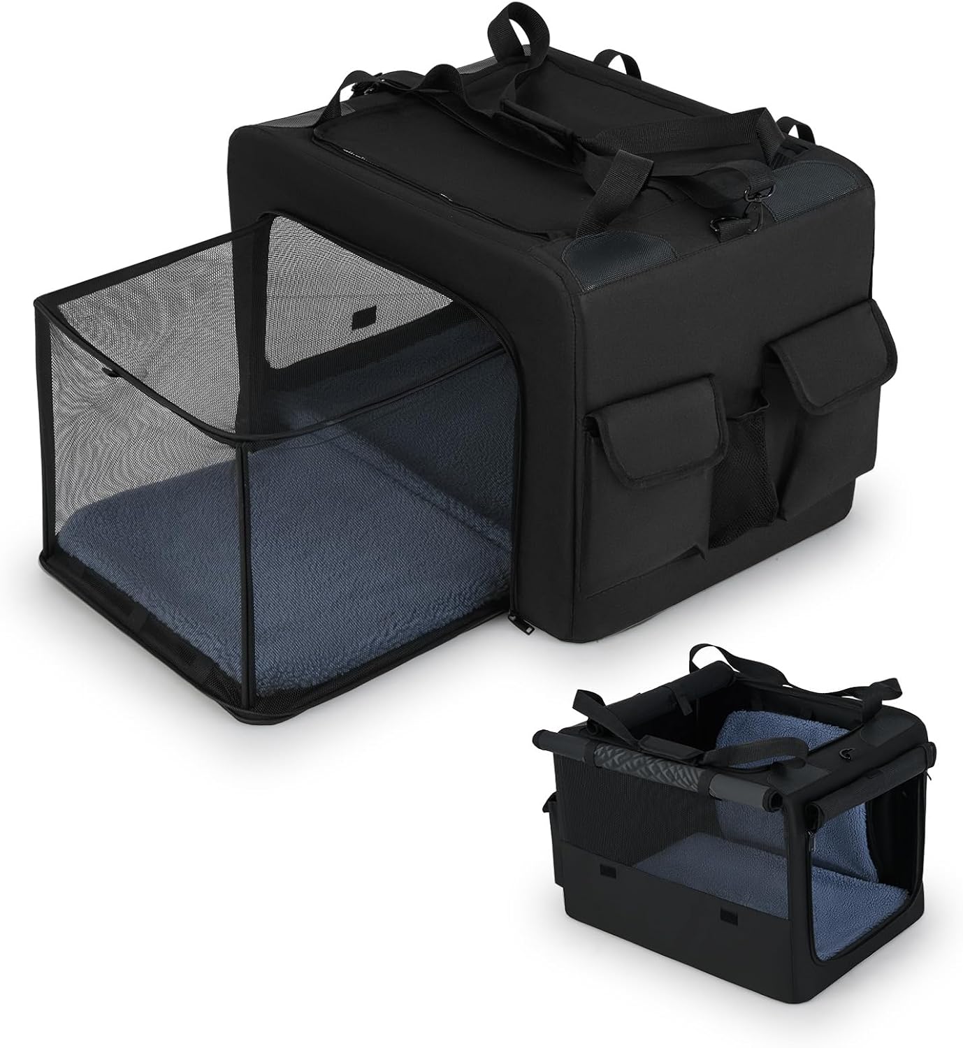 Cage Transports Chiens Chats Extensible, Coussin et Bandoulière pour ...