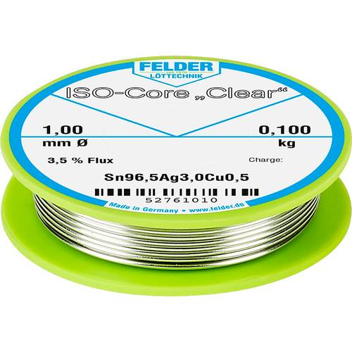 Felder ISO-Core Clear SAC305 Étain à souder bobine Sn96,5Ag3Cu0,5 0.100 ...