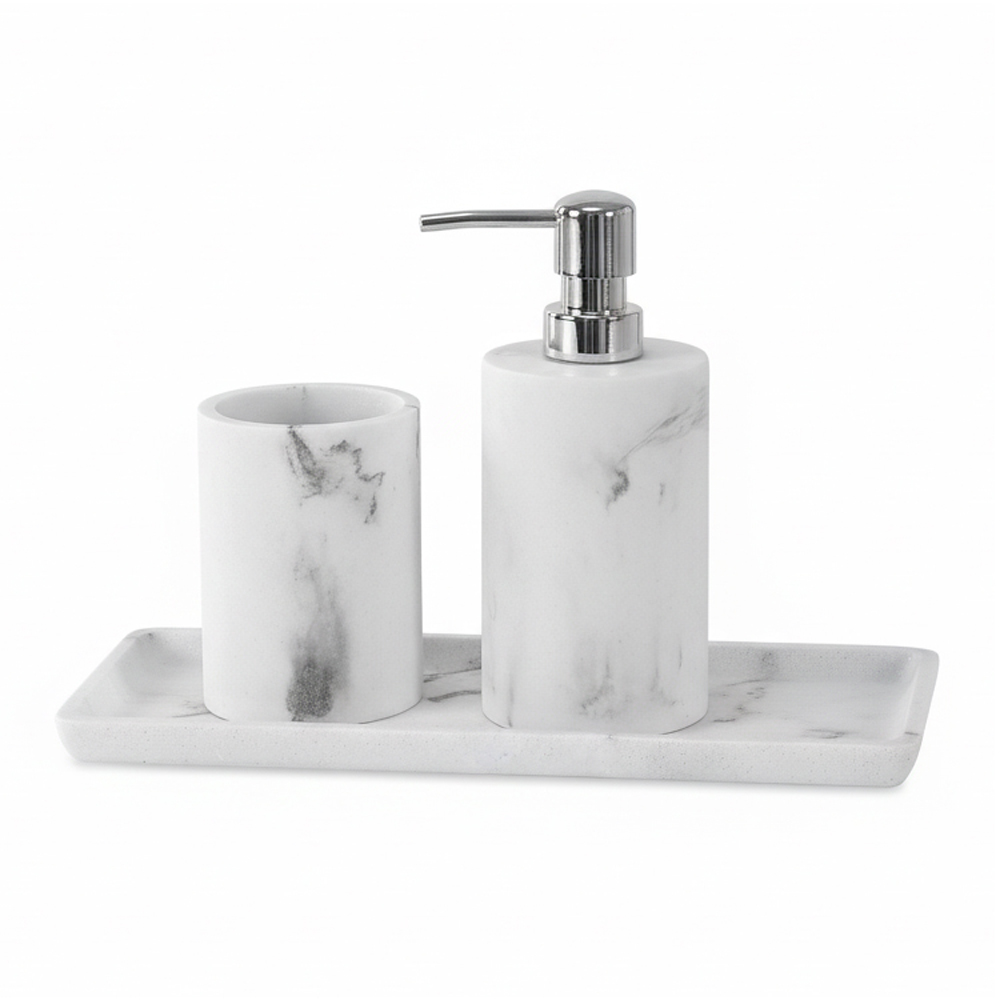 Ensemble d'accessoires de salle de bain 3 pièces effet marbre avec ...