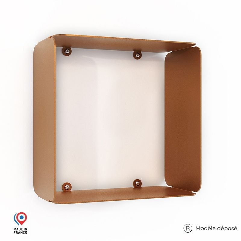 Estante de pared cubo DECO-GEM, acero acabado epoxi marrón. 30x30x15 cm ...