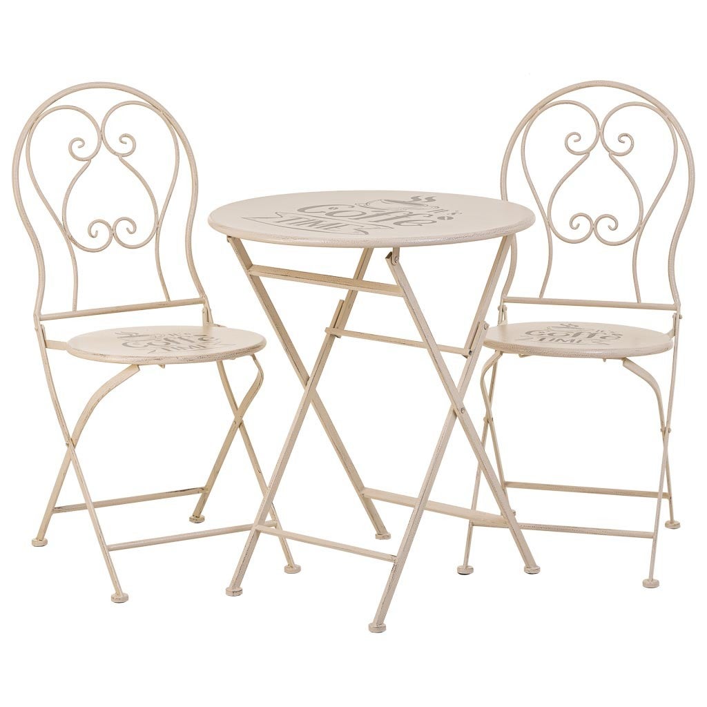 Conjunto mesa y 2 sillas de forja blancas | Leroy Merlin