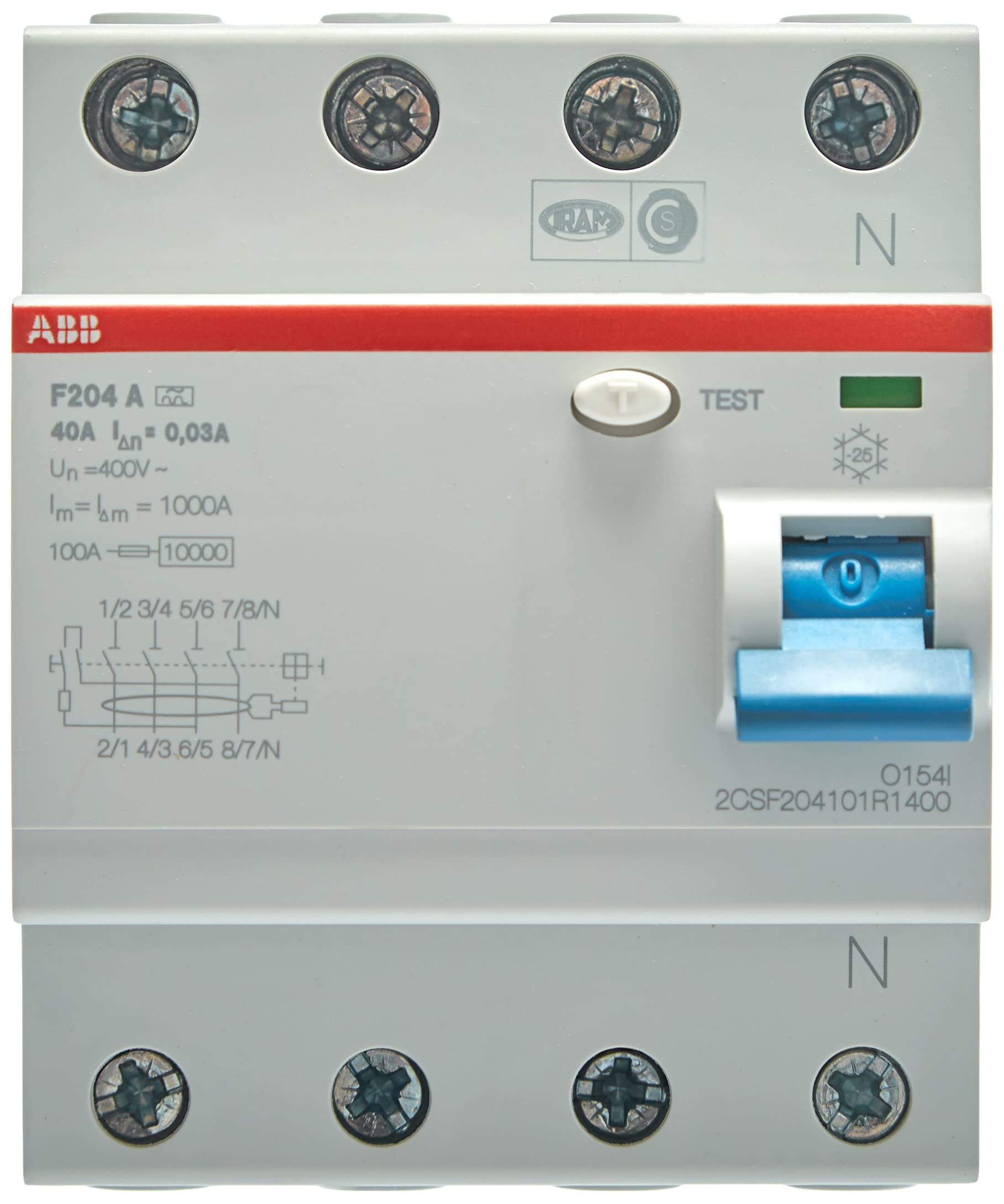 ABB F204 A 40A 30MA INTERR.DIFFERENZ. PURO 4P, White | Leroy Merlin