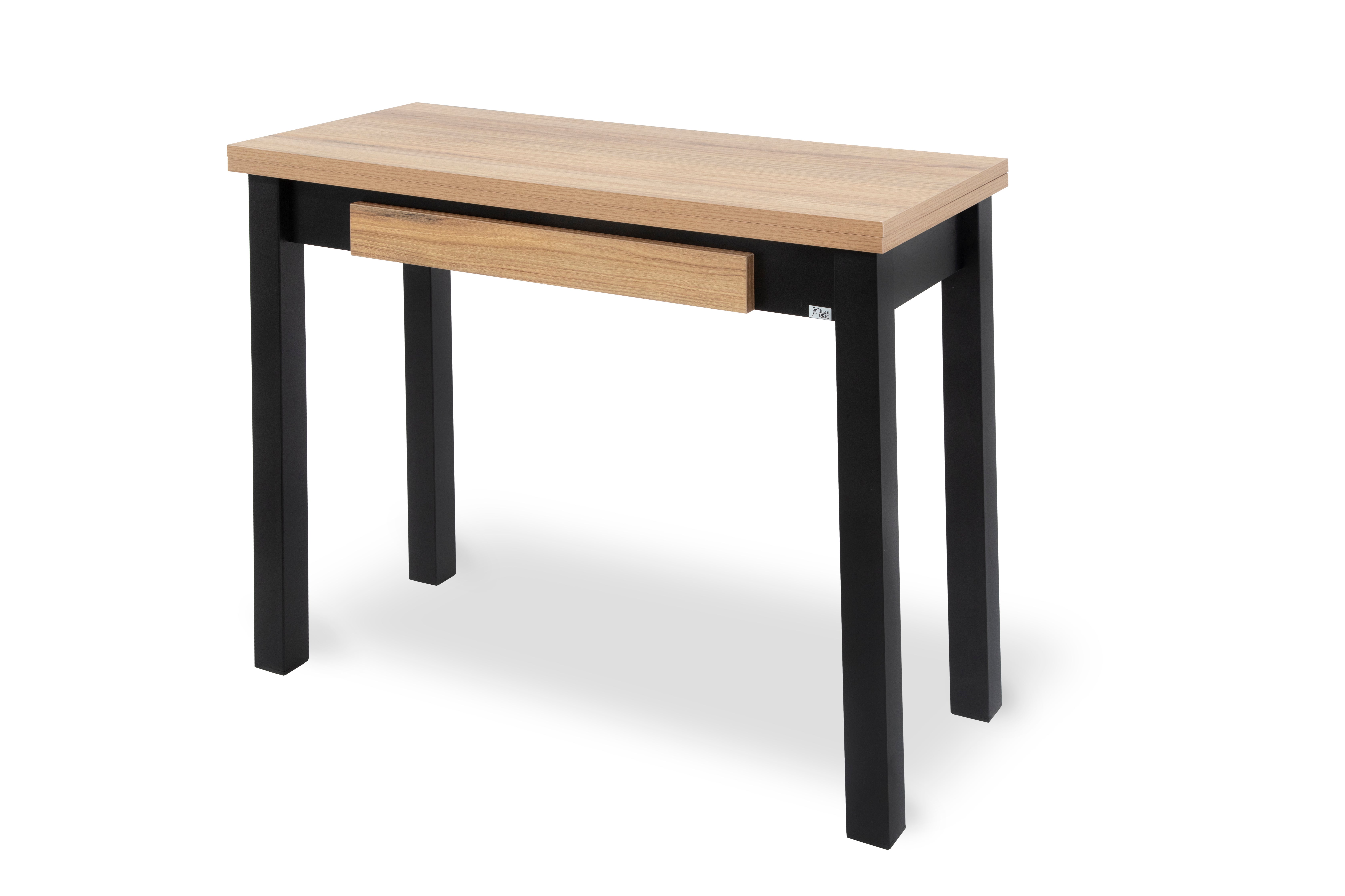 Mesa Libro Deslizante LÜNA 90/90x40 - Estructura negra, Roble Etna ...